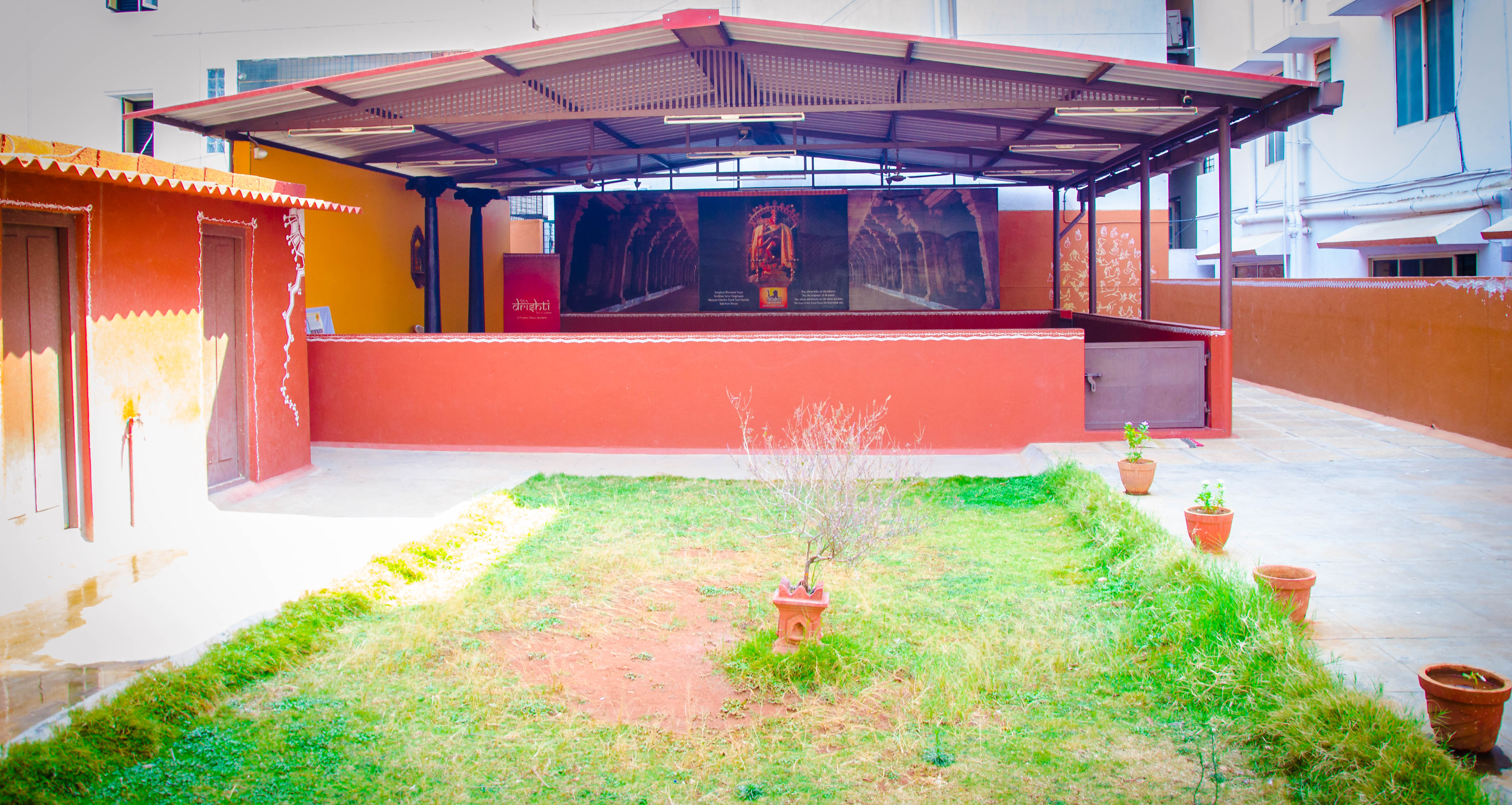 A closer front view of the outdoor studio of Drishti Dance Studios with ...